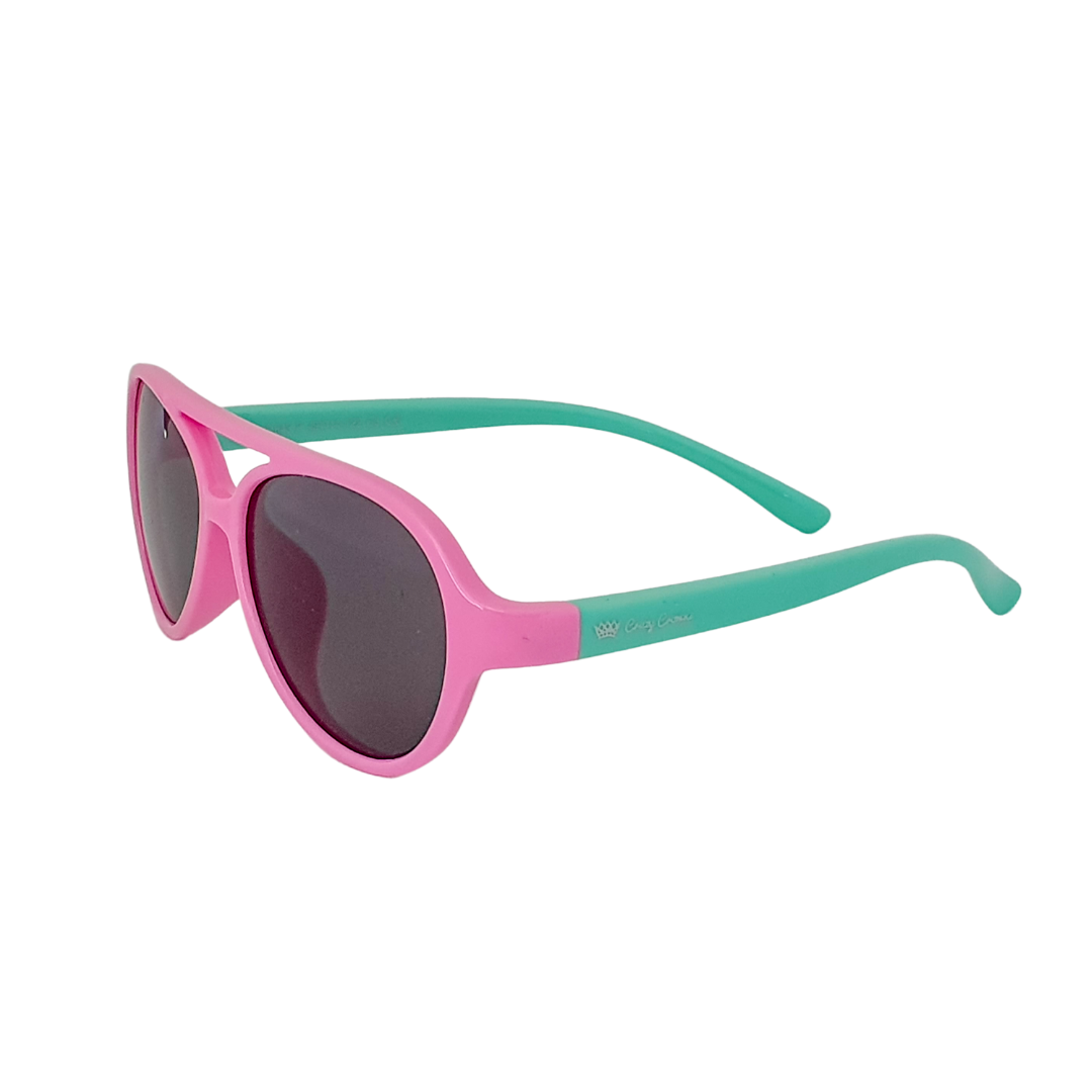 Aviator Kids Pink & Green Sunglasses | Bendable TPEE Frames